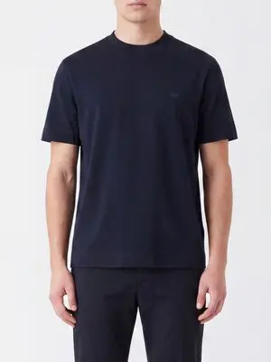 Emporio Armani Basic Short-sleeved Crewneck T-shirt In Pure Cotton - Navy