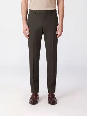 PT TORINO Slim Fit Trousers In Virgin Wool With An Off-center Closure - Dark
