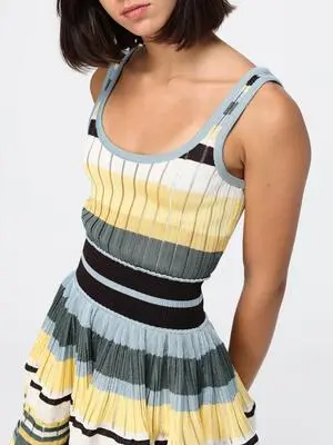 Alaïa Striped Knit Off-the-shoulder Mini Dress