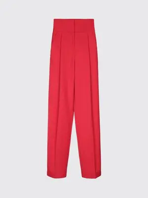 Elisabetta Franchi High-waisted Virgin Wool Gabardine Palazzo Pants - Red