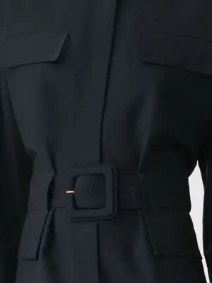 Fabiana Filippi Wool-blend Midi Shirt Dress With Belt - Blue
