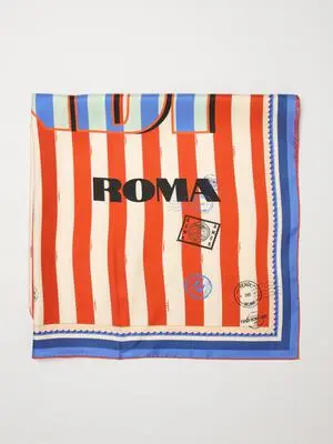 Fendi Square Silk Foulard With A Two-tone Striped Pattern