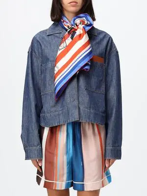 Fendi Square Silk Foulard With A Two-tone Striped Pattern