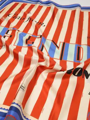 Fendi Square Silk Foulard With A Two-tone Striped Pattern