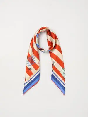 Fendi Square Silk Foulard With A Two-tone Striped Pattern