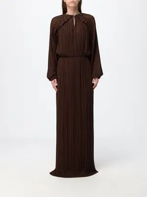 Fabiana Filippi Long Pleated Crêpe Tunic With Long Sleeves And A Crew Neck - Ebony