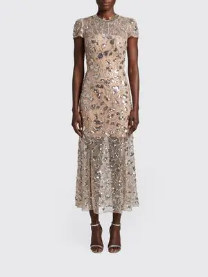 SELF-PORTRAIT Slim Fit Sequin-embroidered Midi Evening Dress