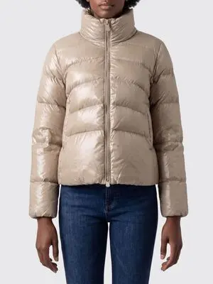 Pinko Quilted Water-repellent Nylon Short Puffer Jacket With High Neck - Beige