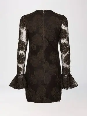 ROTATE BY BIRGER CHRISTENSEN Slim Fit Lace Mini Sheath Dress With Long Sleeves And Flared Cuffs