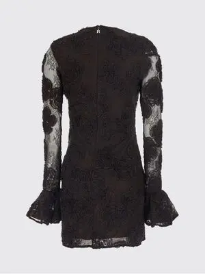 ROTATE BY BIRGER CHRISTENSEN Slim Fit Lace Mini Sheath Dress With Long Sleeves And Flared Cuffs - Brown