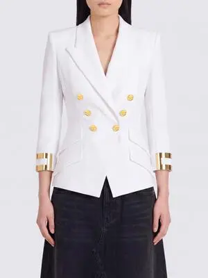Elisabetta Franchi Slim Fit Double-breasted Blazer With Padded Shoulders - Ivory