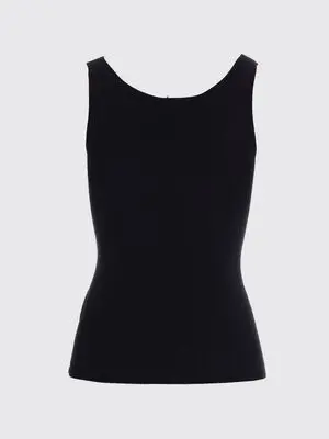Elisabetta Franchi Slim Fit Wool Knit Top With Embroidered Logo - Black