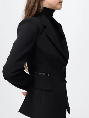 Elisabetta Franchi Cropped Single-breasted Blazer With Peak Lapels And Slim Fit - Black