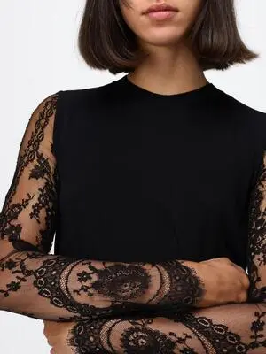 Valentino Garavani Mini Sheath Dress In Viscose Knit With Lace Details