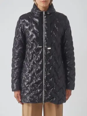 Herno Slim Fit Long Quilted Nylon Puffer Coat With High Neck And Zip - Black