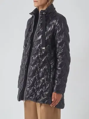 Herno Slim Fit Long Quilted Nylon Puffer Coat With High Neck And Zip - Black