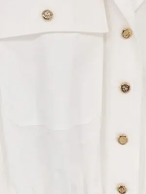Tory Burch Midi Chemisier Dress In Cotton With Revere Collar And A-line Silhouette