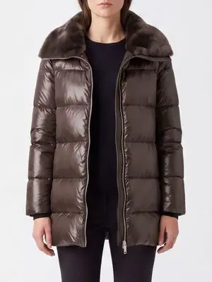 Herno Quilted Down Jacket With Fur Collar - Brown