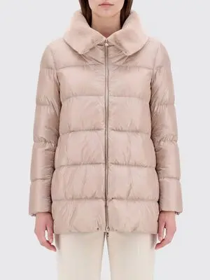 Herno Water-repellent Quilted Nylon Short Down Jacket With Fur Collar - Yellow Cream