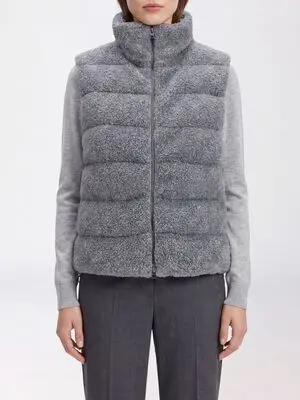 Herno Padded Quilted Nylon And Fleece Vest With High Neck - Grey