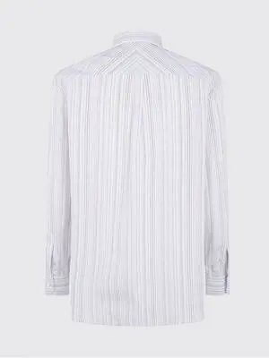 Paul Smith Striped Slim Fit Cotton Shirt With French Collar And Long Sleeves - White
