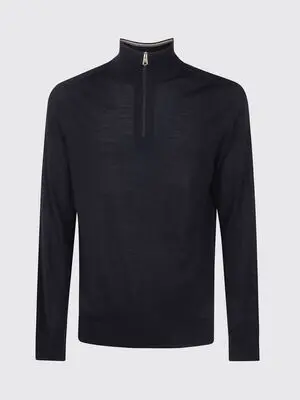 Paul Smith Pure Merino Wool Half-zip Turtleneck Sweater - Black
