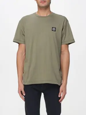 Stone Island Cotton T-shirt With Compass Logo Patch On The Chest Military
