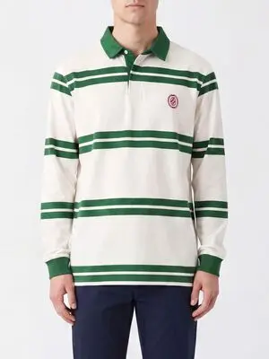 Drole De Monsieur Striped Long-sleeved Cotton Polo With Embroidered Logo