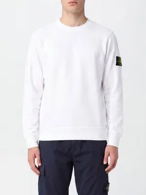 Stone Island Crewneck Cotton Sweatshirt With Compass Logo Patch White