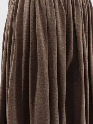 Max Mara Livrea Flared Midi Skirt In Silk Blend With High Elasticated Waist - Beige