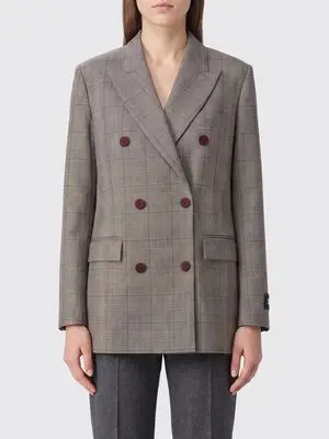 Pinko New Guinea Double-breasted Prince Of Wales Wool-blend Blazer - Beige