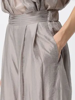 ELEH High-waisted Silk-blend Palazzo Pants With A Side Zip Closure