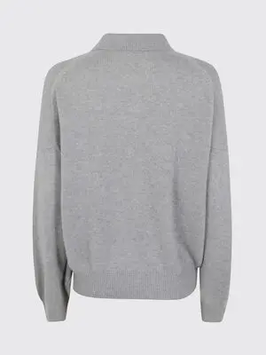 LISA YANG Pure Cashmere Relaxed Fit Long-sleeved Knit Polo - Grey