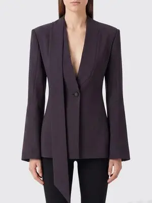 Attico Slim Fit Virgin Wool Blazer With Satin Shawl Collar - Violet
