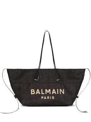 Balmain Track Rafia Tote - Black