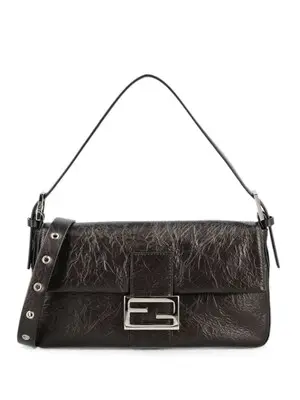Fendi Baguette Leather Shoulder Bag - Black