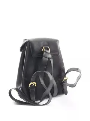 FERRAGAMO Leather Heel Motif Studded Backpack