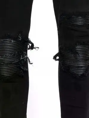 Amiri Leather-knee Jeans - Black