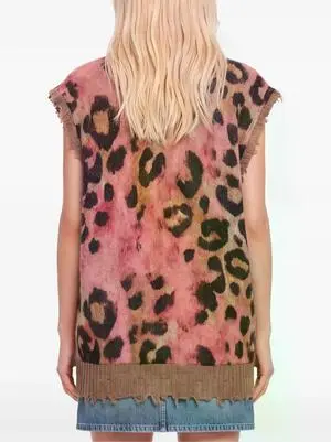R13 Leopard-print Distressed Sweater