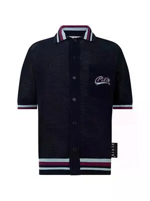 Philipp Plein Logo-patch Knitted Polo Shirt - Blue