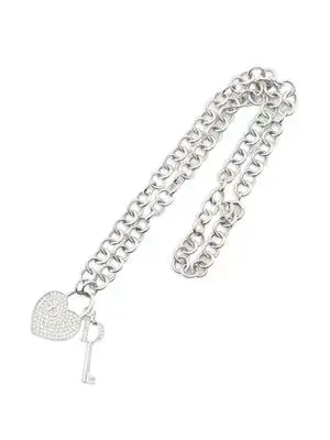 Dior Crystal Heart Padlock And Key Necklace
