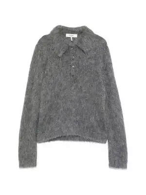 Chloé Brushed-knit Polo Sweater - Grey