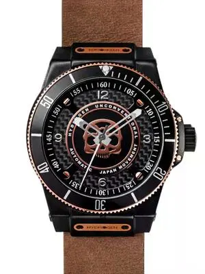 HYDROGEN Sportivo 42mm Skull Motif Carbon Fibre Watch - Black