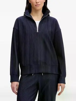 Dkny Ribbed Quarter-zip Sweatshirt - Blue