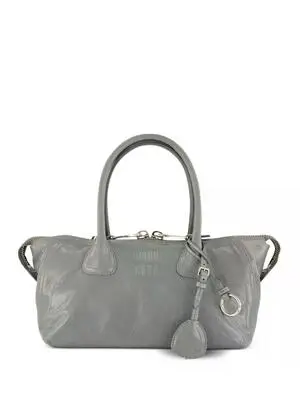 Miu Miu Logo-embossed Leather Shoulder Bag - Grey