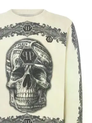 Philipp Plein Baroque Skull Long-sleeve Sweater - Neutrals