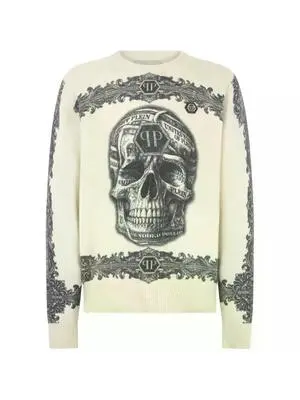 Philipp Plein Baroque Skull Long-sleeve Sweater - Neutrals