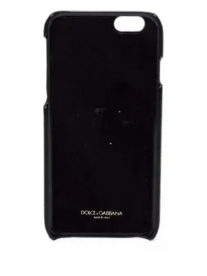 Dolce & Gabbana Leather Star-embellished Phone Case - Black