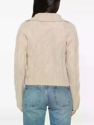 ALLUDE Cable Knit Button-up Cardigan