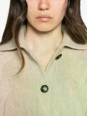 ALLUDE Cable Knit Button-up Cardigan
